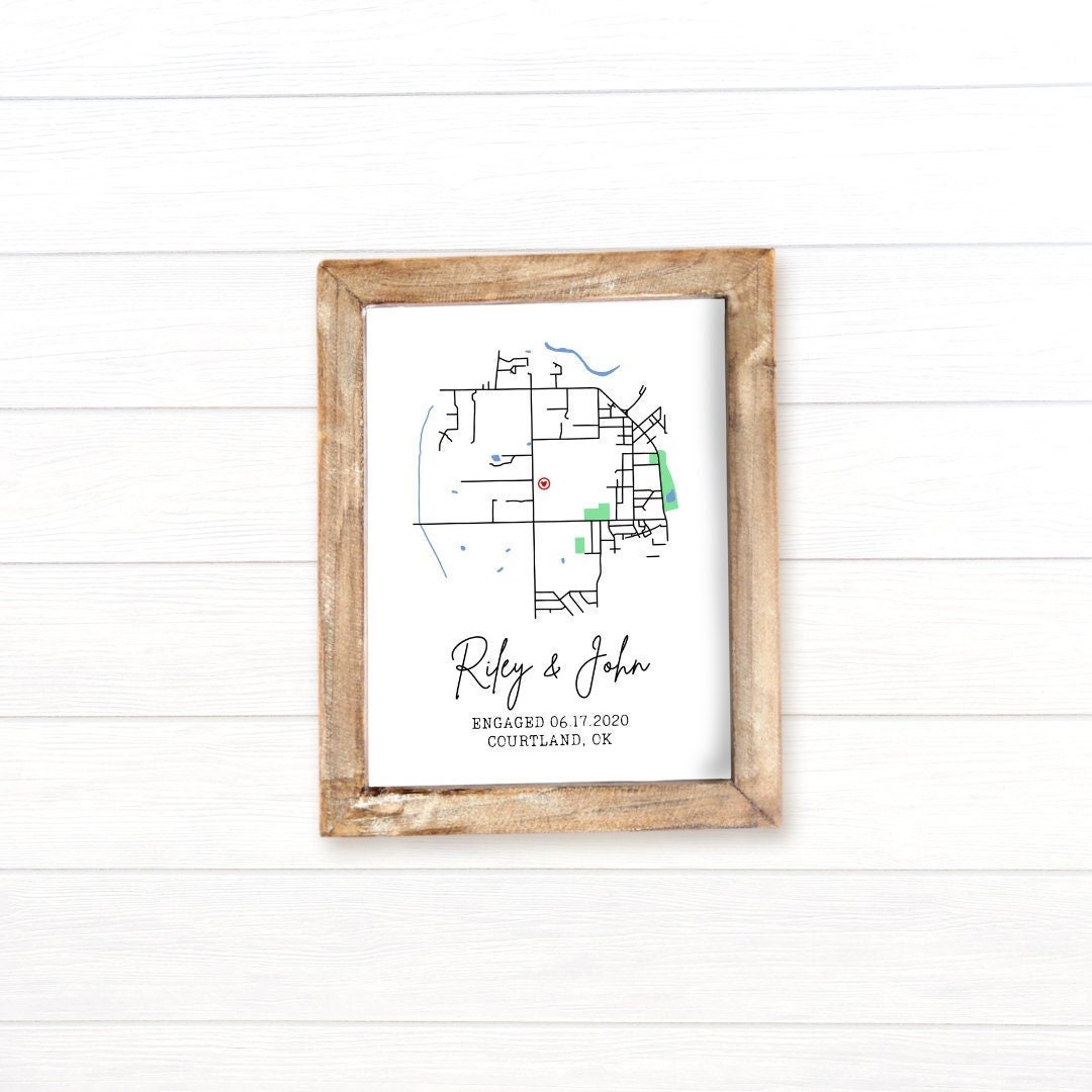 Engagement Map Gift | Couples Map Gift | Personalized Valentine's Day ...