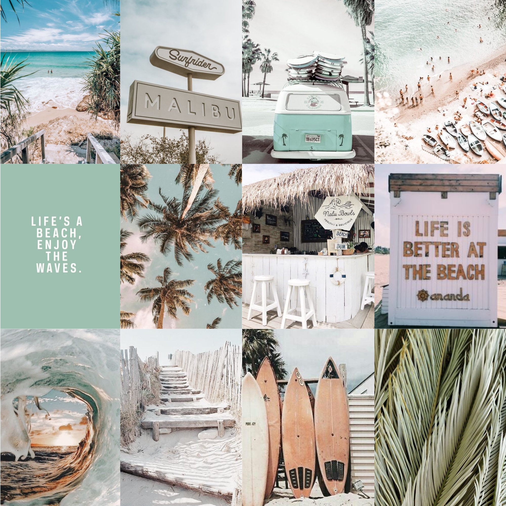 Beach Bum Collage Kit | DIGITAL | Printable | Print Kid | Dorm Collage ...