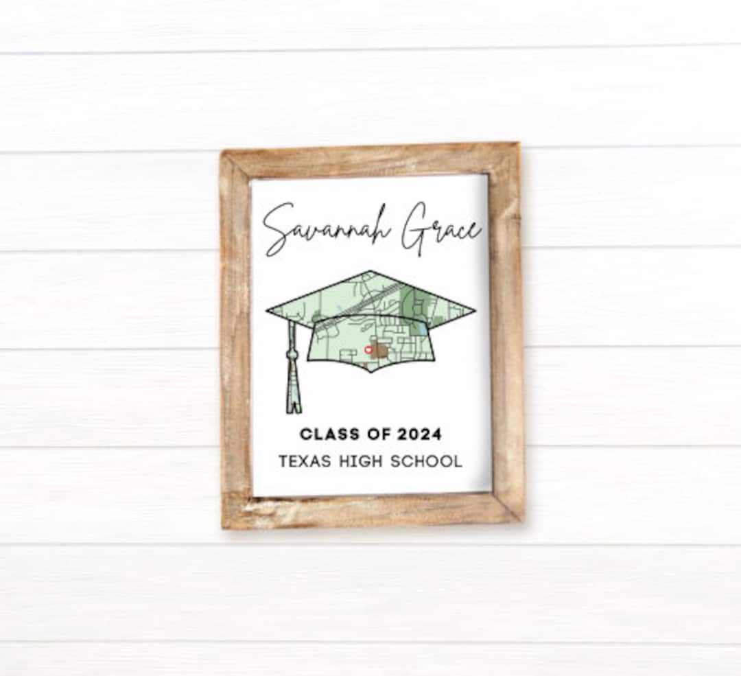 Graduation Cap Map Gift | High School Grad Gift | College Grad ...