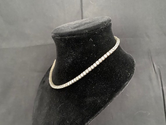 Vintage Sterling Silver & Rhinestone Choker - Gem