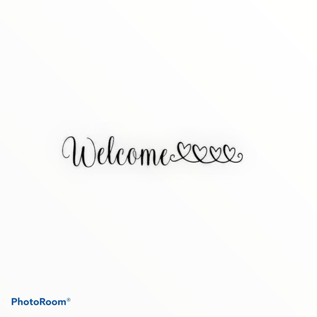 Vinyl Decal Welcome With Hearts - Etsy