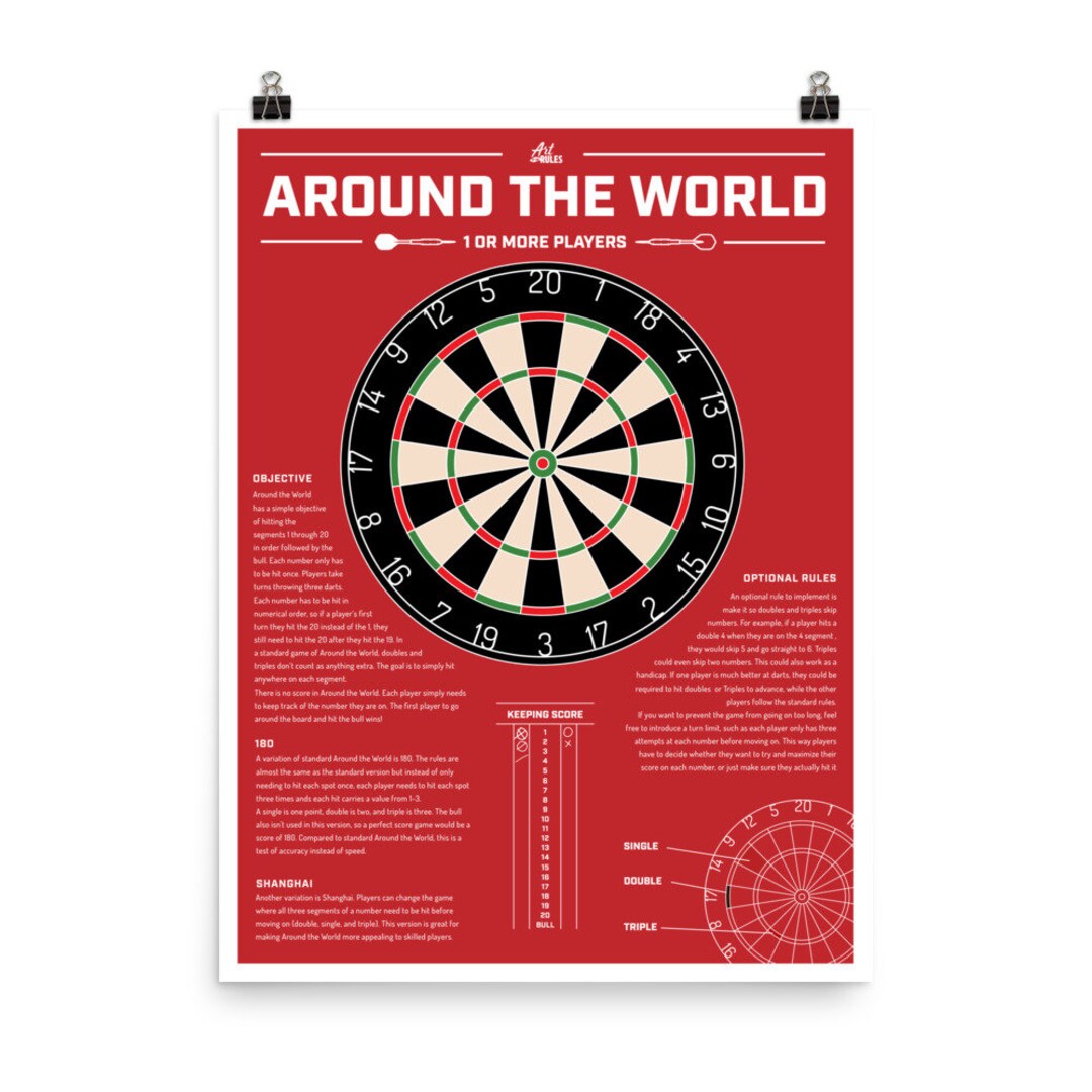 Around the World - Darts Rules Game Room Poster 18" X 24" - Etsy
