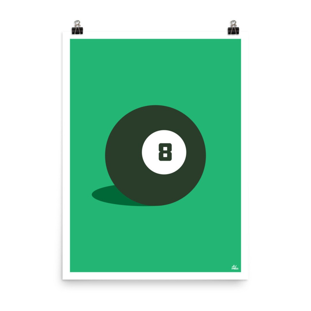 Eight Ball - Billiard Room, Game Room or Man Cave Poster - Green - Etsy