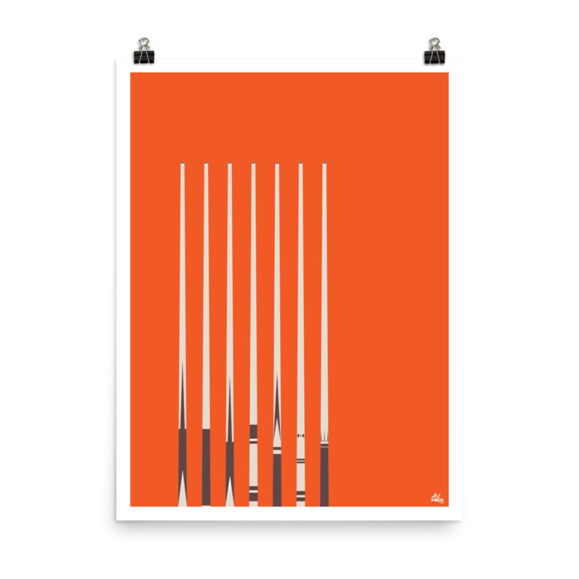 Pool Cues Illustration - Poster - Game Room Art and Decor - Billiards ...