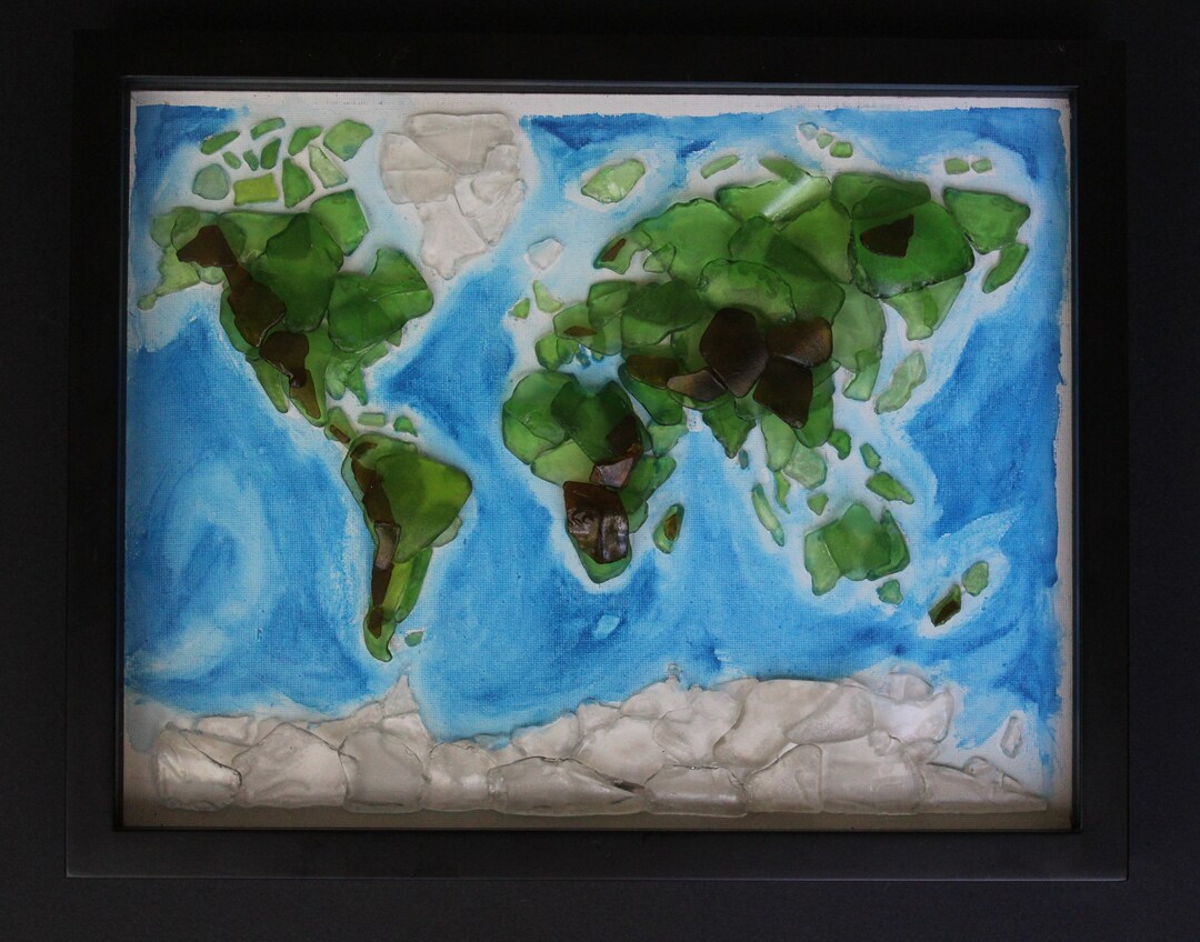 Sea Glass World Topographic Map - Beautiful 3-D View of the World ...