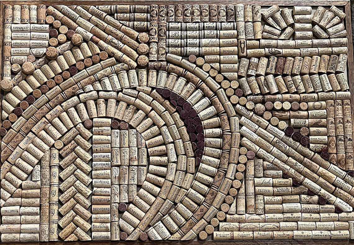 Recycled Wine Cork Framed Wall Art: Abstract Sculpture, California ...