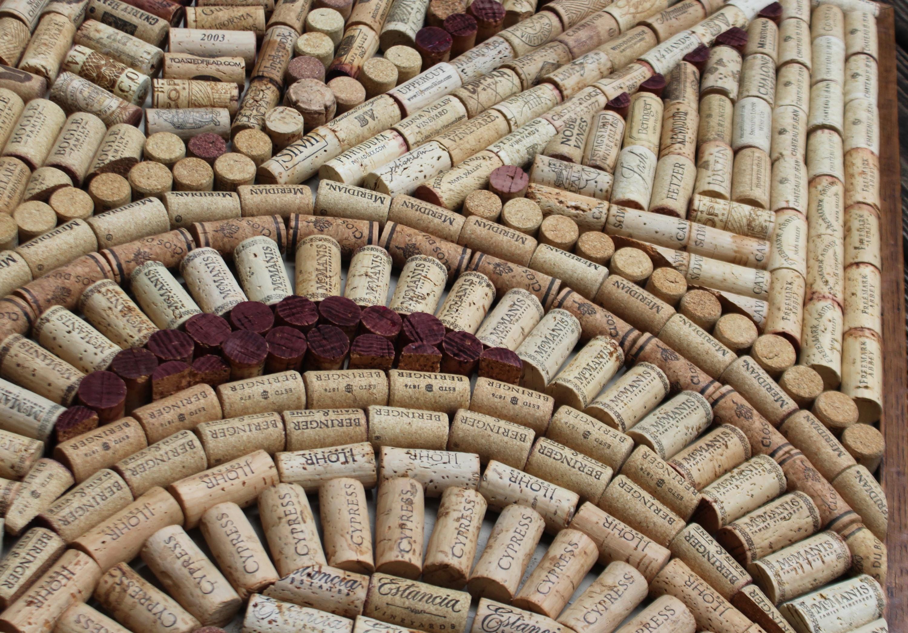 Recycled Wine Cork Framed Wall Art: Abstract Sculpture, California ...