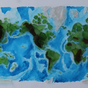 Sea Glass World Topographic Map - Eco Art: 3-D View of the World ...