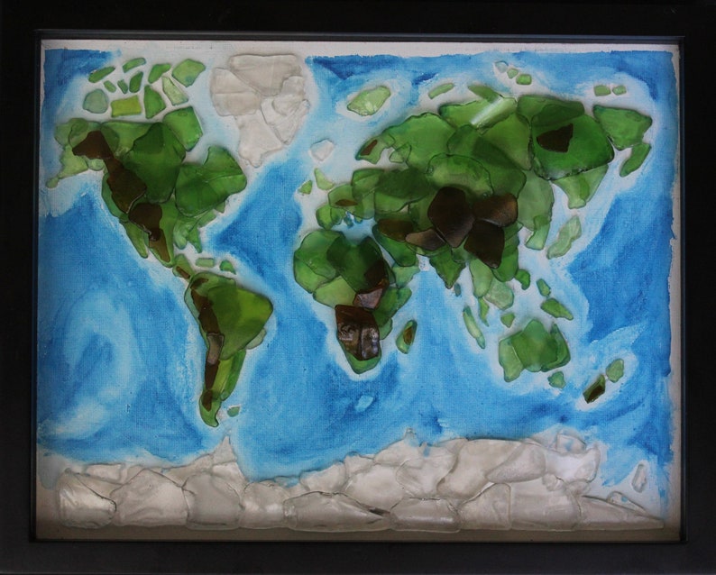 Sea Glass World Topographic Map - Beautiful 3-D View of the World ...