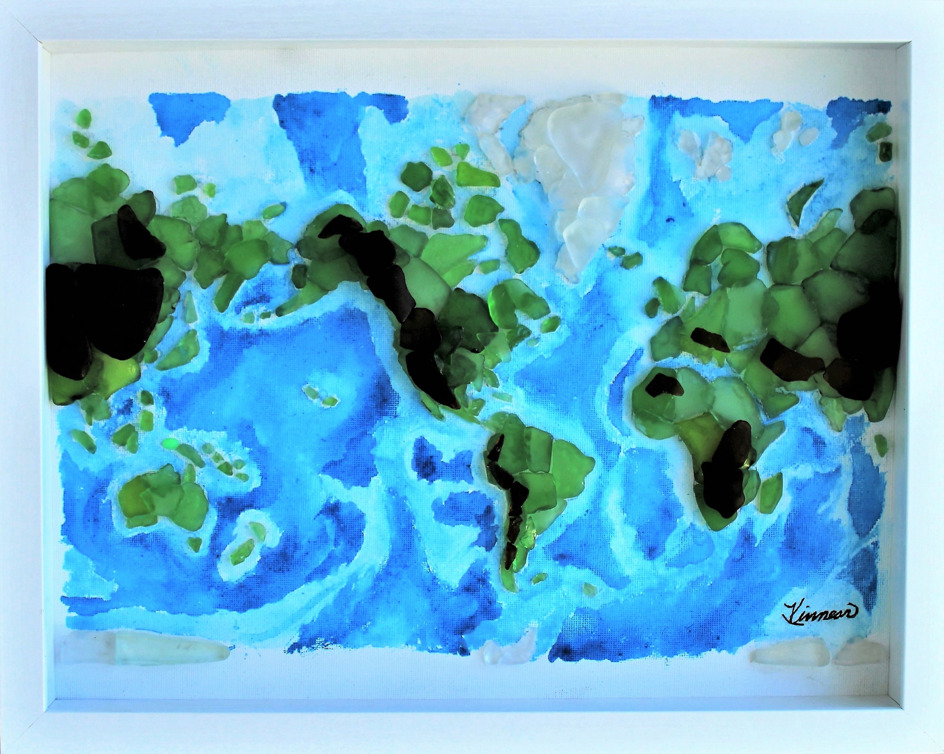Sea Glass World Topographic Map - Eco Art: 3-D View of the World ...