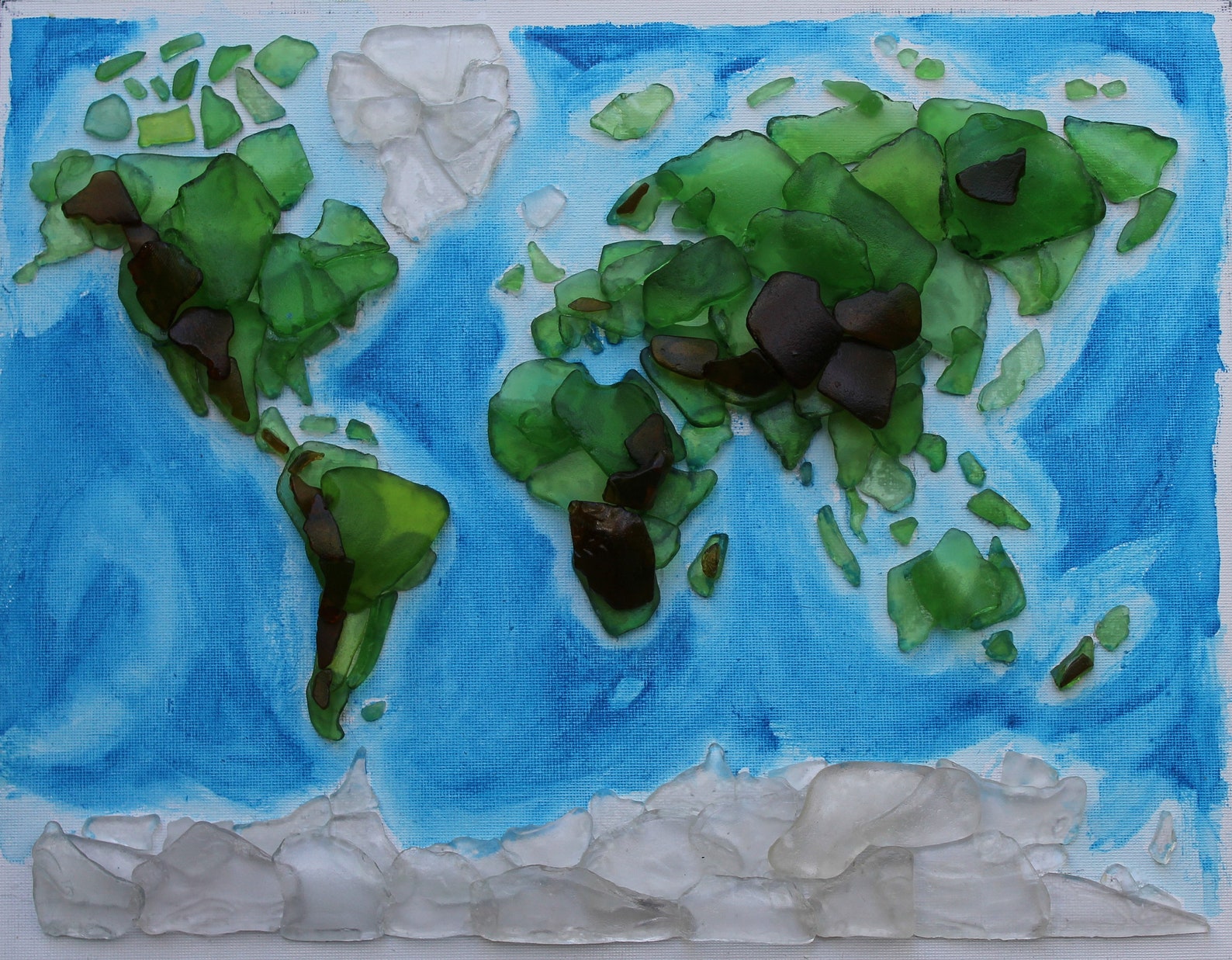 Sea Glass World Topographic Map - Beautiful 3-D View of the World ...