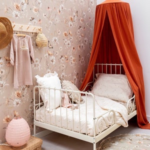 Rust Muslin Canopy – Handmade Bed Canopy for Kids Room | Soft Rust ...
