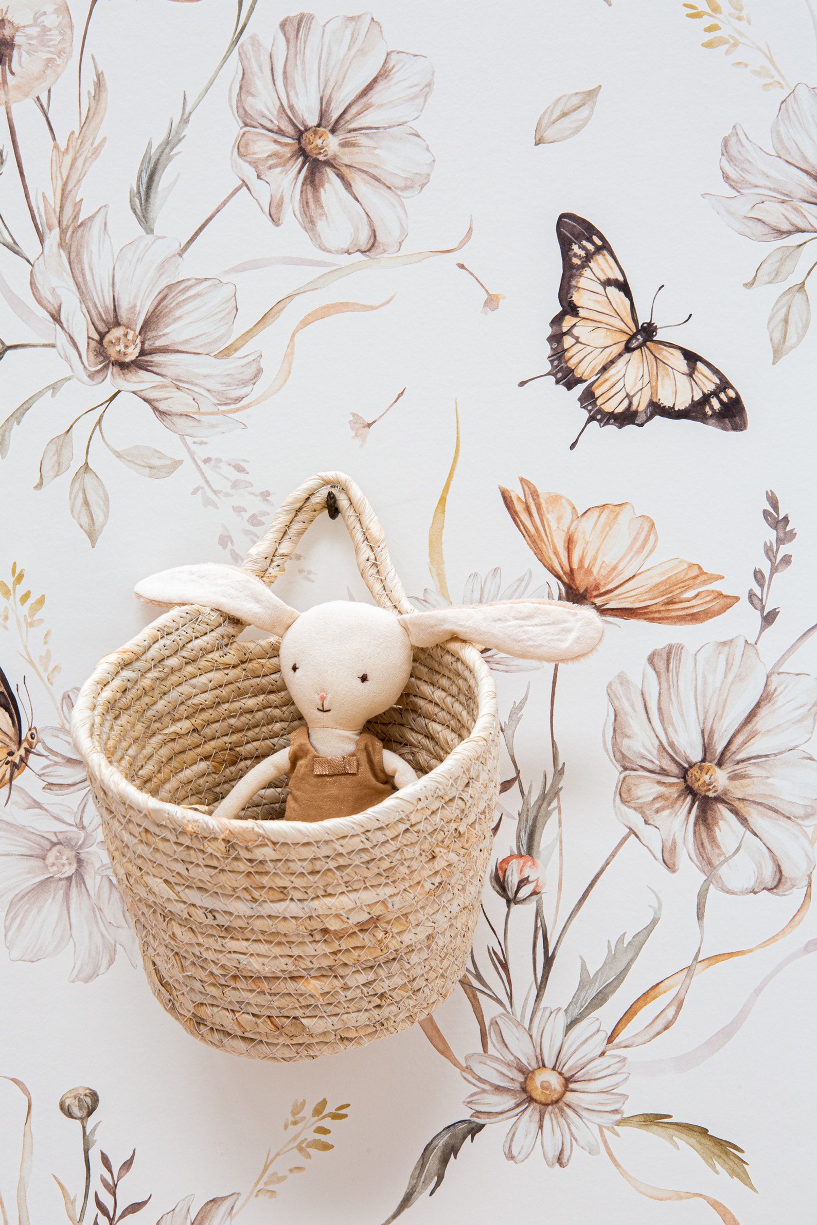 Gold Meadow on White Wallpaper large Flowers - Etsy