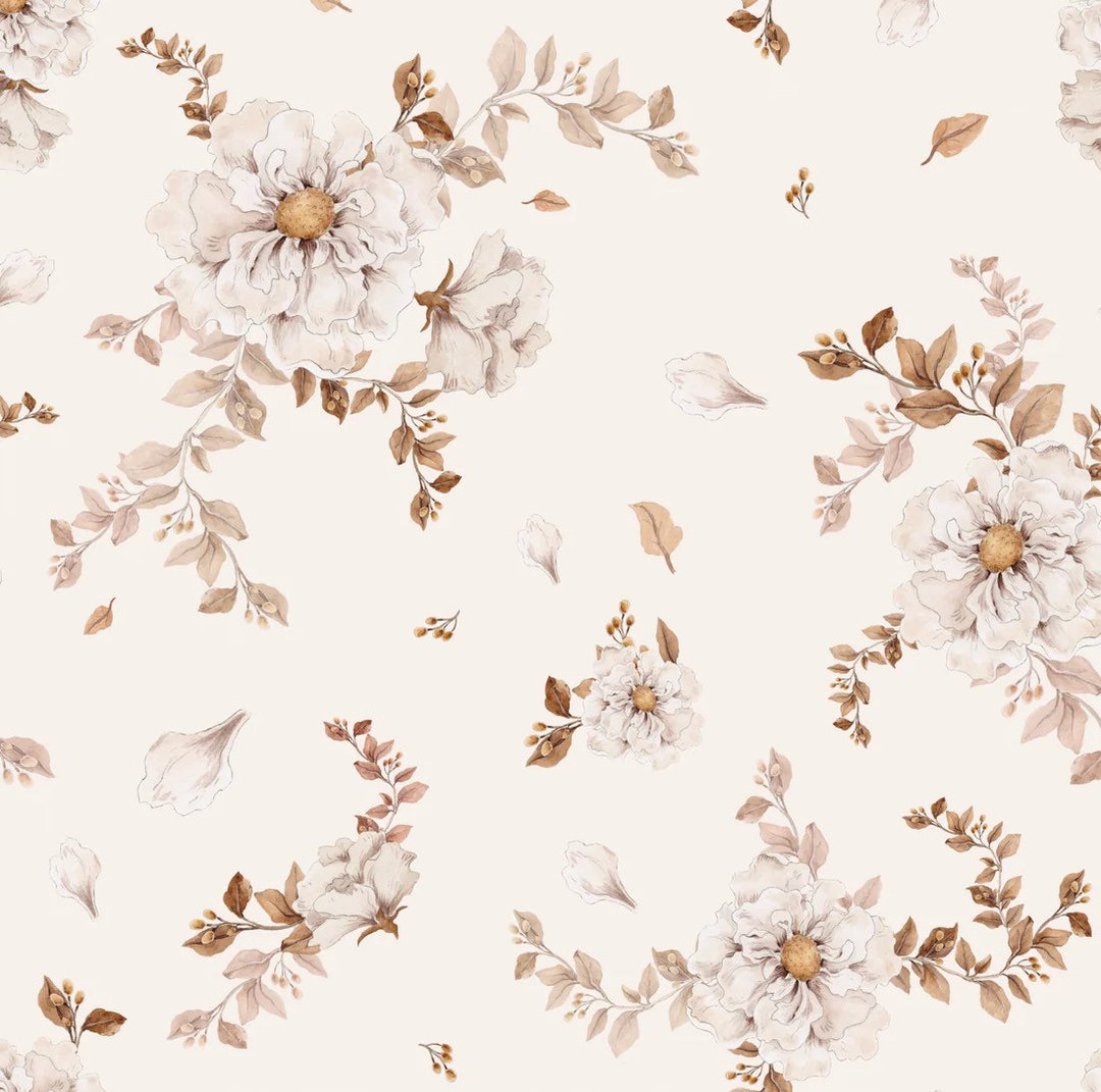 Wild Roses on Cream Roses Wallpaper, Kids Wallpaper, Bohemian Wallpaper ...