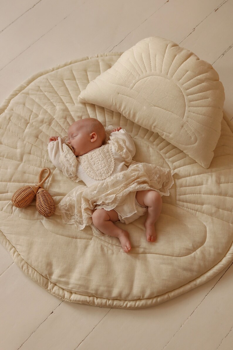 Cream Sun Linen Baby Play Mat Linen Boxkleed - Etsy