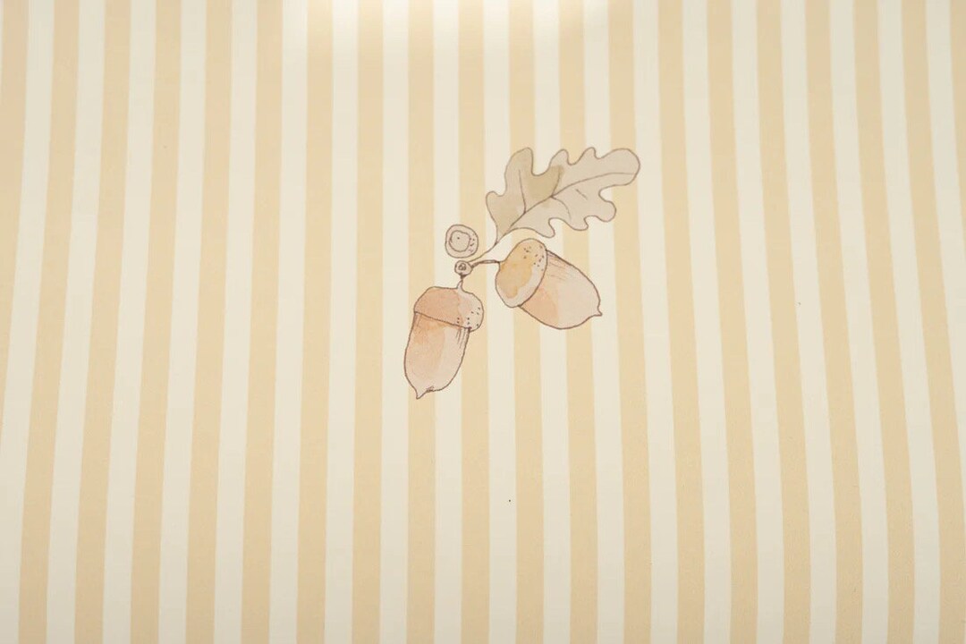 Acorn Stripes Yellow Wallpaper - Etsy