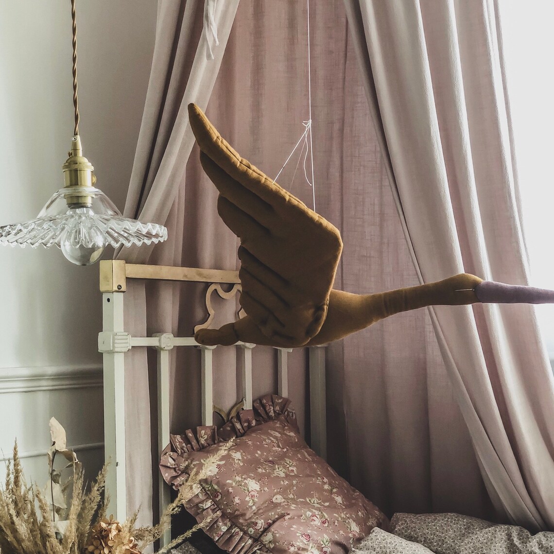 Crystal rose linen canopy light pink bed canopy bedhemel | Etsy