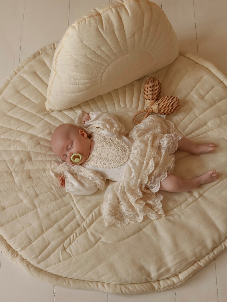 Cream Sun Linen Baby Play Mat Linen Boxkleed - Etsy