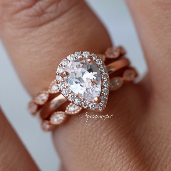 Rose Gold Teardrop Ring - Etsy