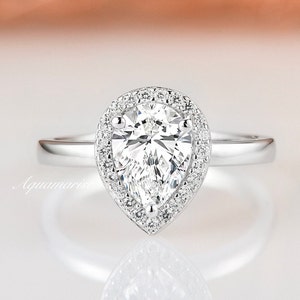Teardrop Diamond Ring 925 Sterling Silver Diamond Engagement Ring for Women Dainty Promise Ring April Birthstone Anniversary Gift for Her