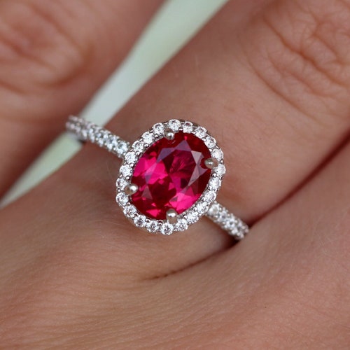 Gemstone Ruby Ring for Women Sterling Silver Ring - Etsy