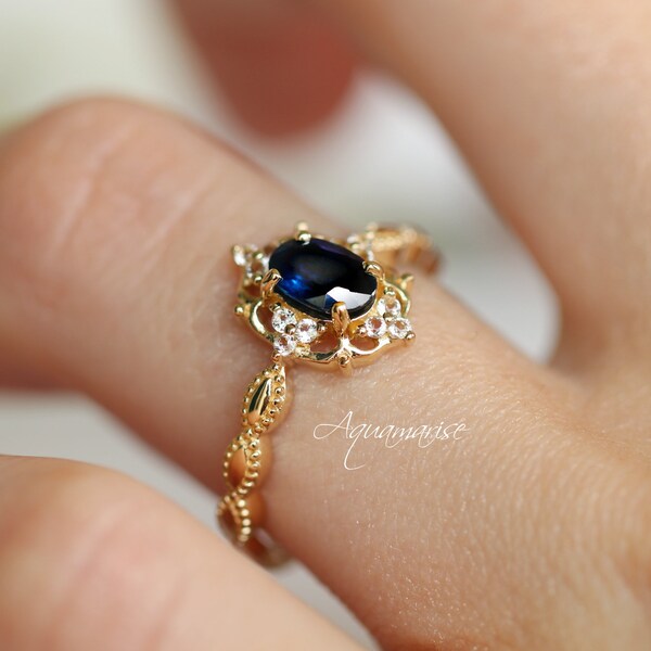 Gold Sapphire Ring - Etsy