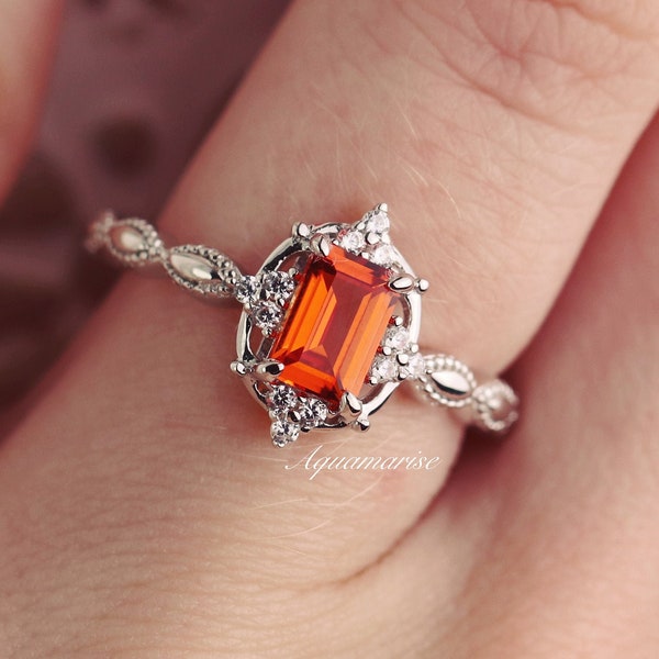 Orange Gemstone Ring - Etsy