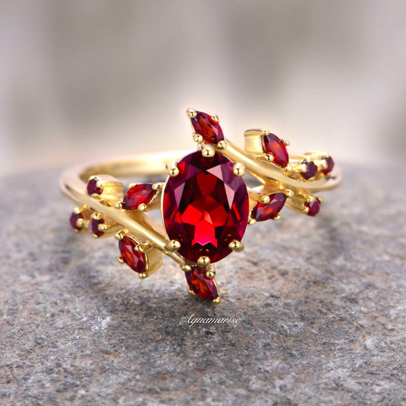 Red Stone Rings in Gold - Etsy