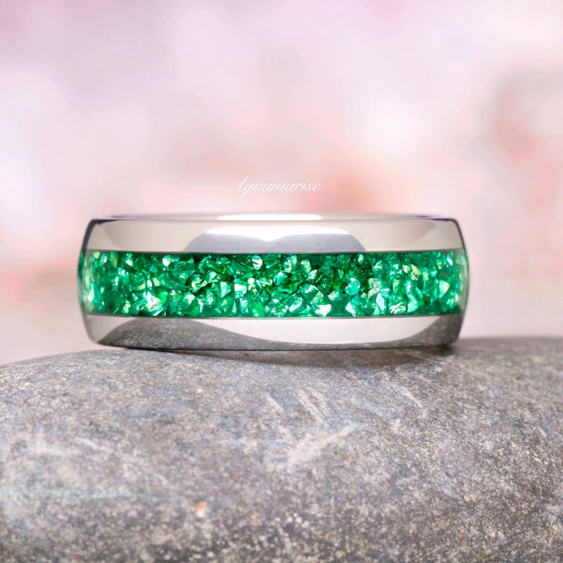 Dome Ring With Emeralds - Etsy