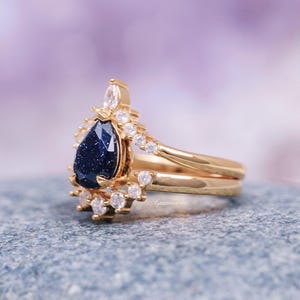 Starry Night Couples Ring Set- His and Hers Night Court Wedding Bands ...