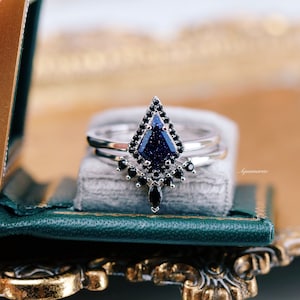 Starry Night Couples Ring Set- Galaxy Sandstone His and Hers Great Rift ...