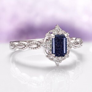 Starry Night Engagement Ring in 925 Sterling Silver- Galaxy Sandstone ...