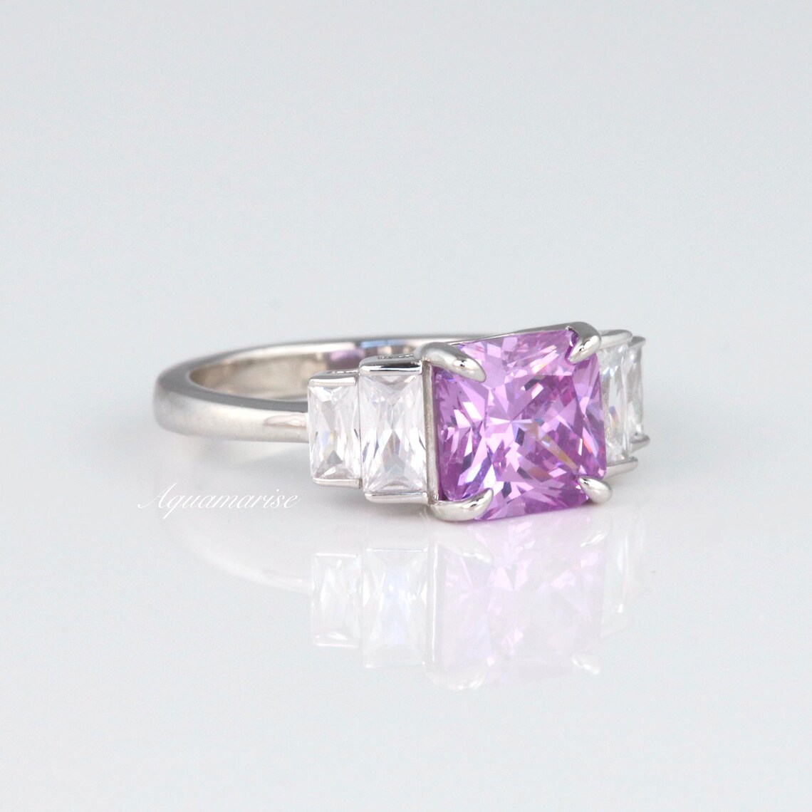 Lavender Kunzite Ring Sterling Silver Gemstone Engagement - Etsy