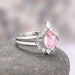 Teardrop Pink Tourmaline Ring Set Sterling Silver Unique Engagement ...