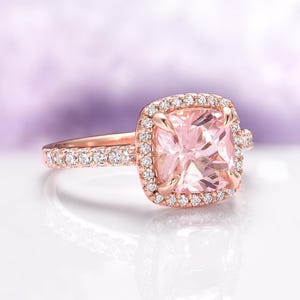Cushion Cut Morganite Ring in 14K Rose Gold Vermeil Morganite ...