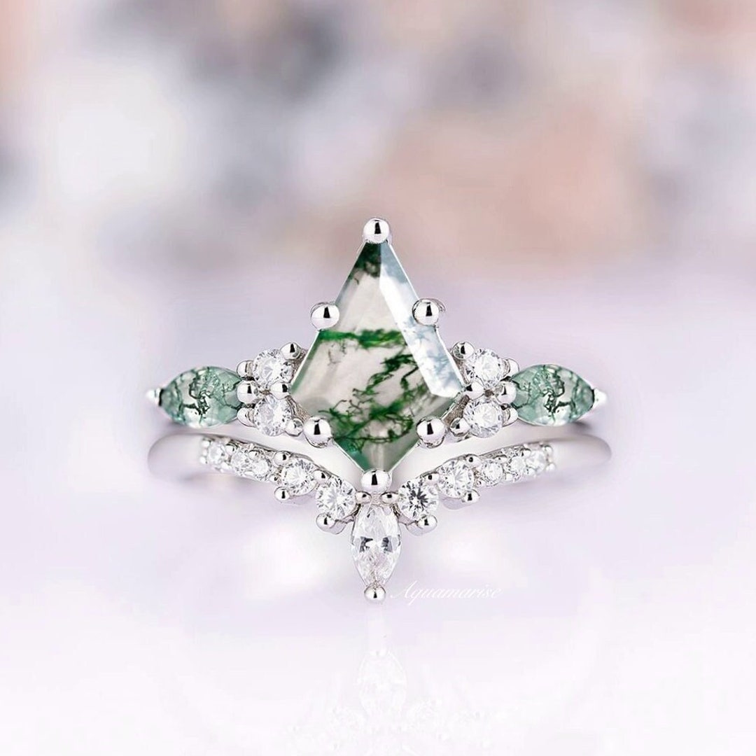 Skye Kite Green Moss Agate Ring- Sterling Silver Natural Agate Woman ...