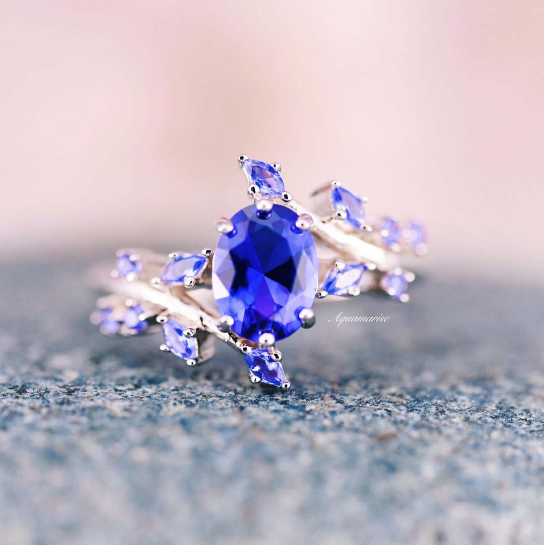 Cornflower Blue Sapphire Engagement Ring for Women 925 Sterling Silver ...