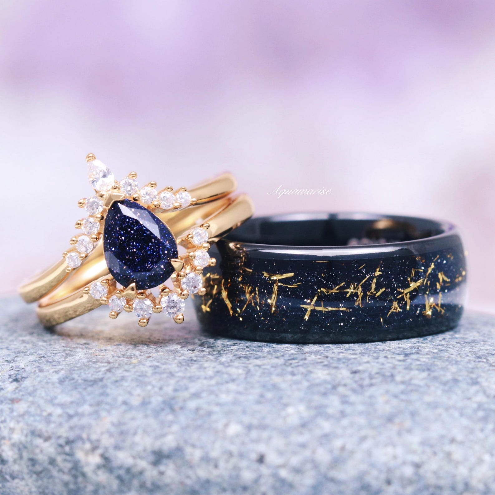 Starry Night Men's Wedding Band- Tungsten Carbide Crushed Galaxy ...