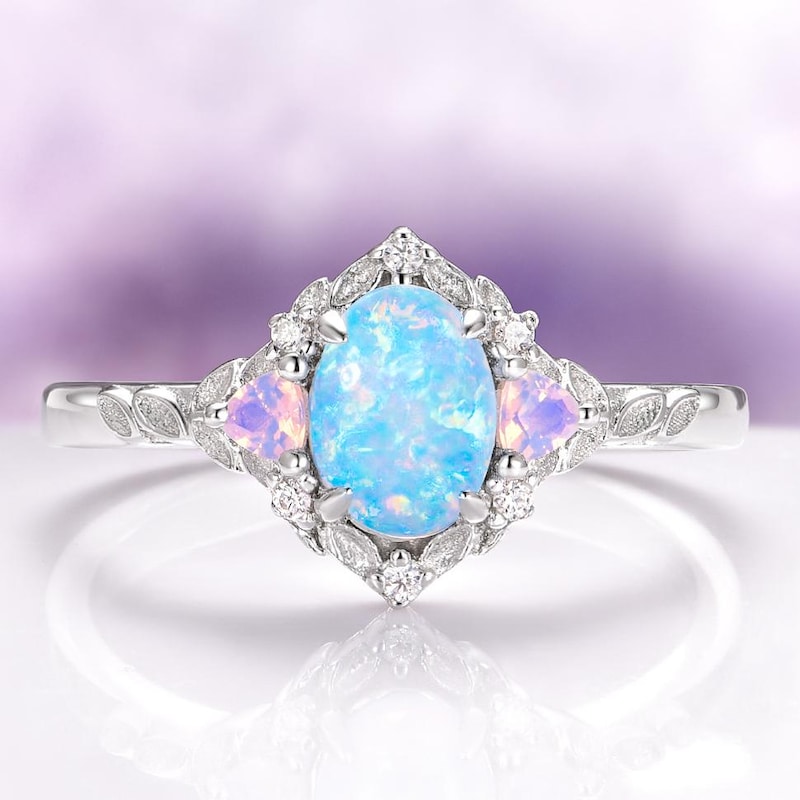 Fire Light Blue Opal Ring - Etsy