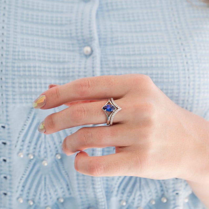 Tanzanite & Orion Nebula Couples Ring Set- His and Hers Ring Set ...