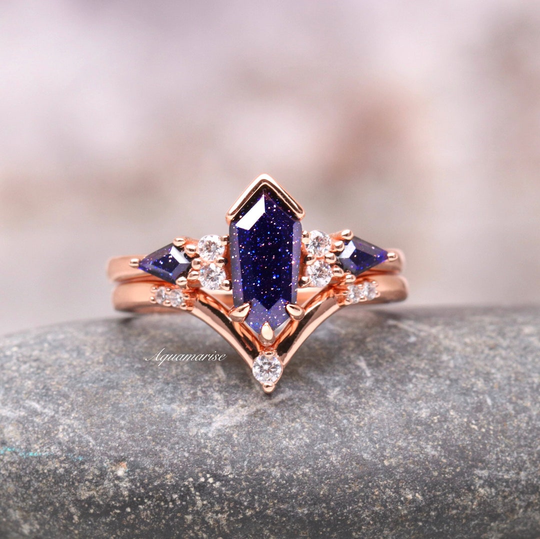 Coffin Kite Galaxy Sandstone Ring 14K Rose Gold Vermeil Unique ...