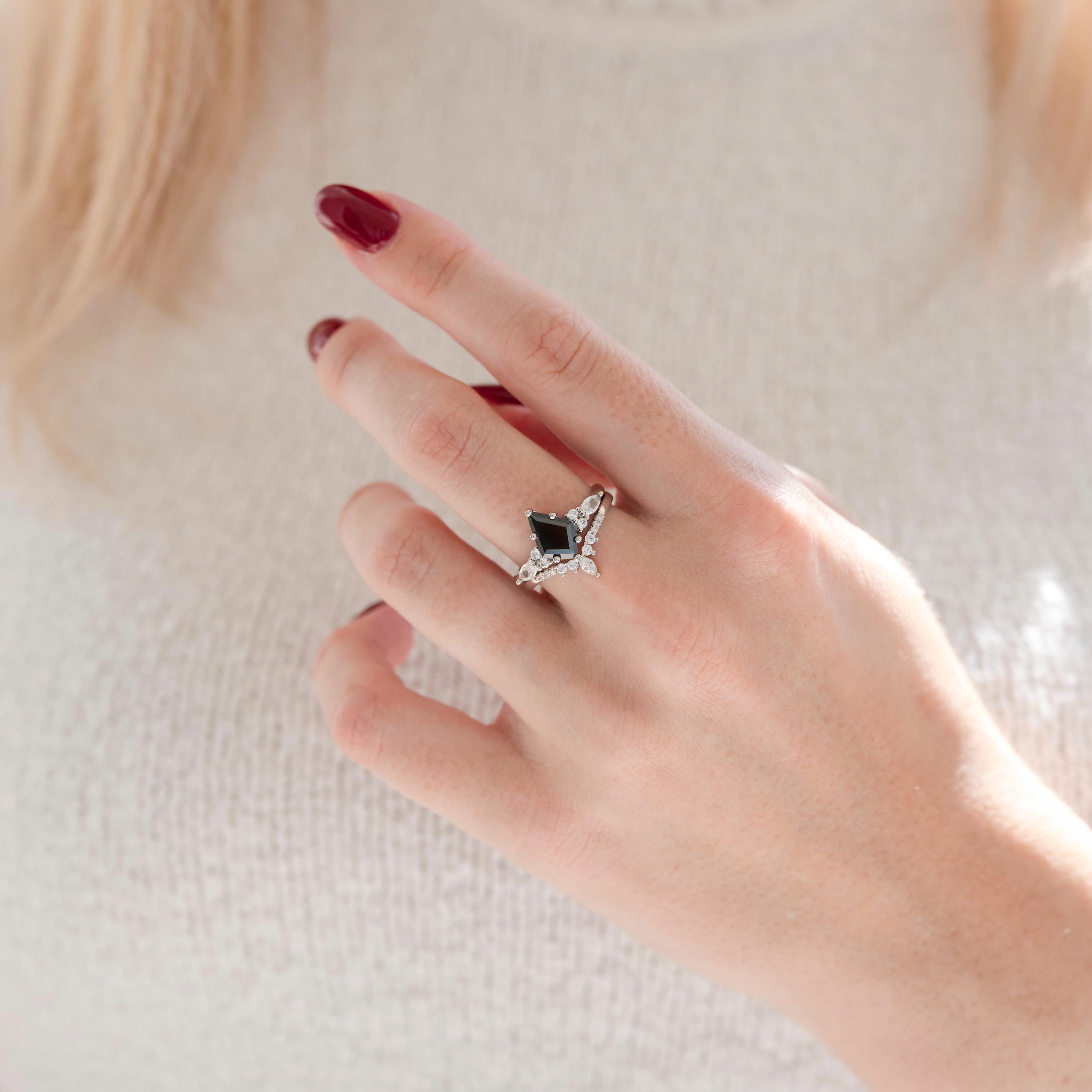 Skye Kite® Black Onyx Couples Ring Set- His and Hers Black Diamond ...