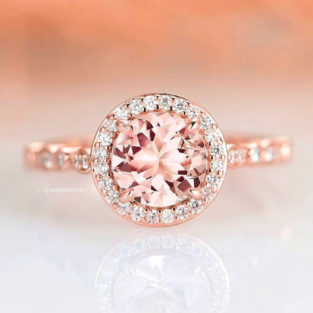 Vintage Peachy-pink Morganite Ring- 14K Rose Gold Vermeil Ring ...