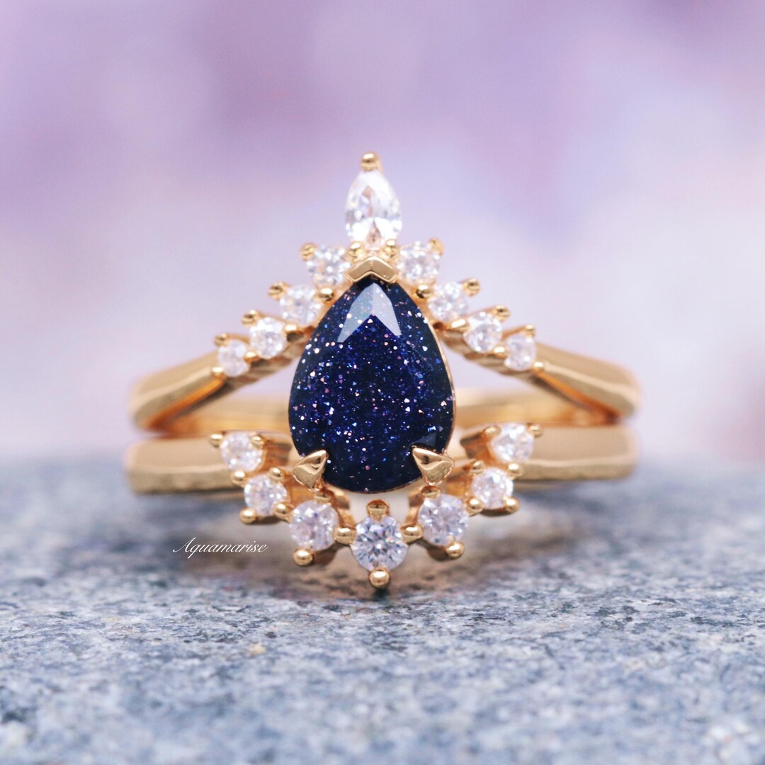 Galaxy Sandstone Ring- Starry Night Engagement Ring- Great Rift Nebula ...