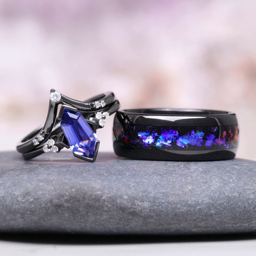 Galaxy Orion Nebula & Tanzanite Couples Ring- His and Hers Ring Set ...