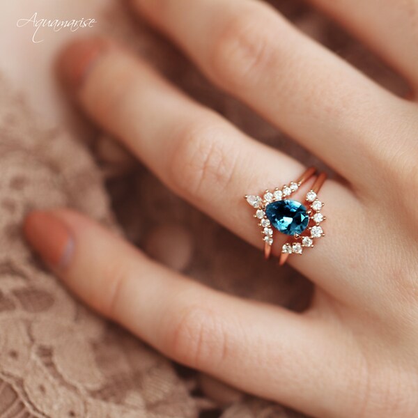 Blue Engagement Ring - Etsy
