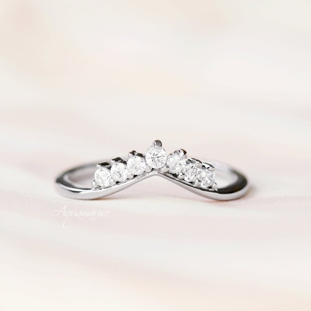 Chevron Wedding Band Sterling Silver Band Curved Wedding Band Curved ...