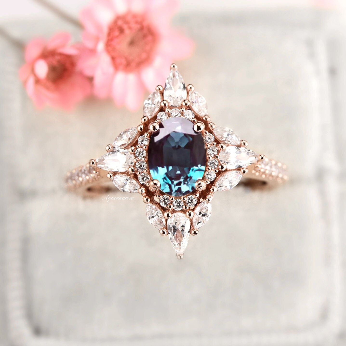 Stella Alexandrite Ring 14K Rose Gold Vermeil North Star - Etsy