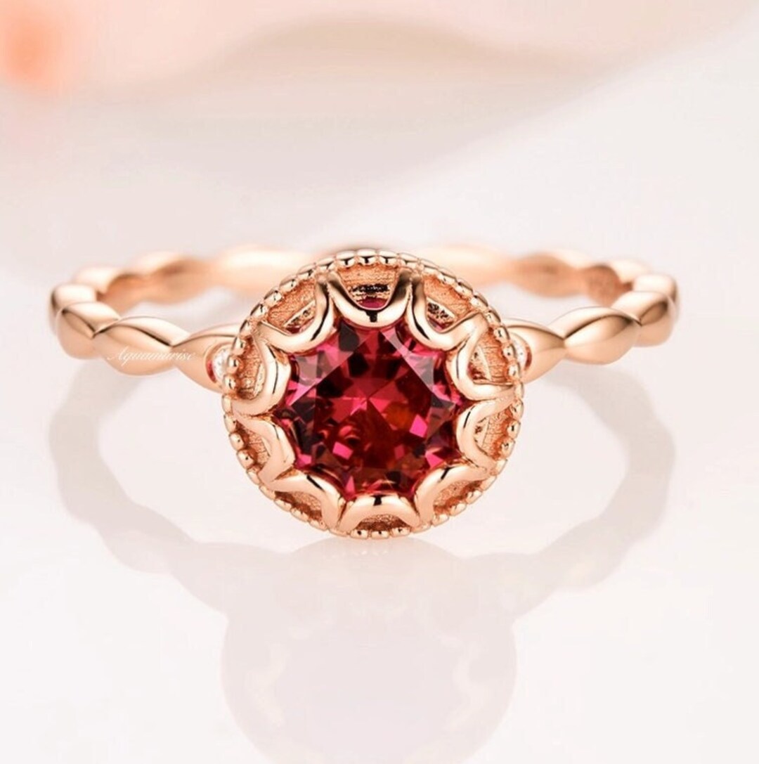 Vintage Ruby Engagement Ring for Women Authentic Ruby Dainty Promise ...