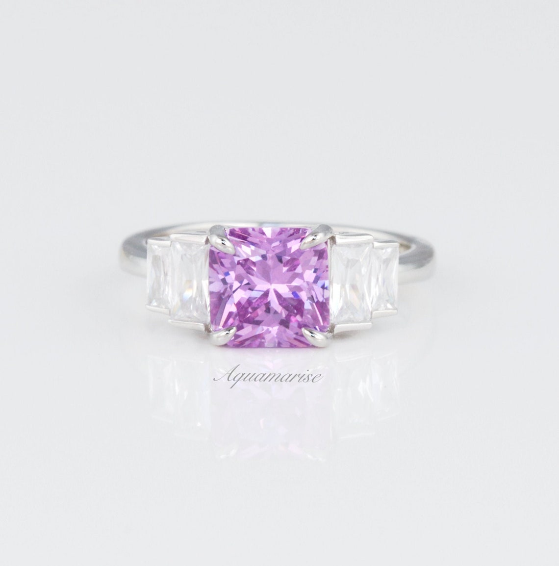 Lavender Kunzite Ring Sterling Silver Gemstone Engagement - Etsy